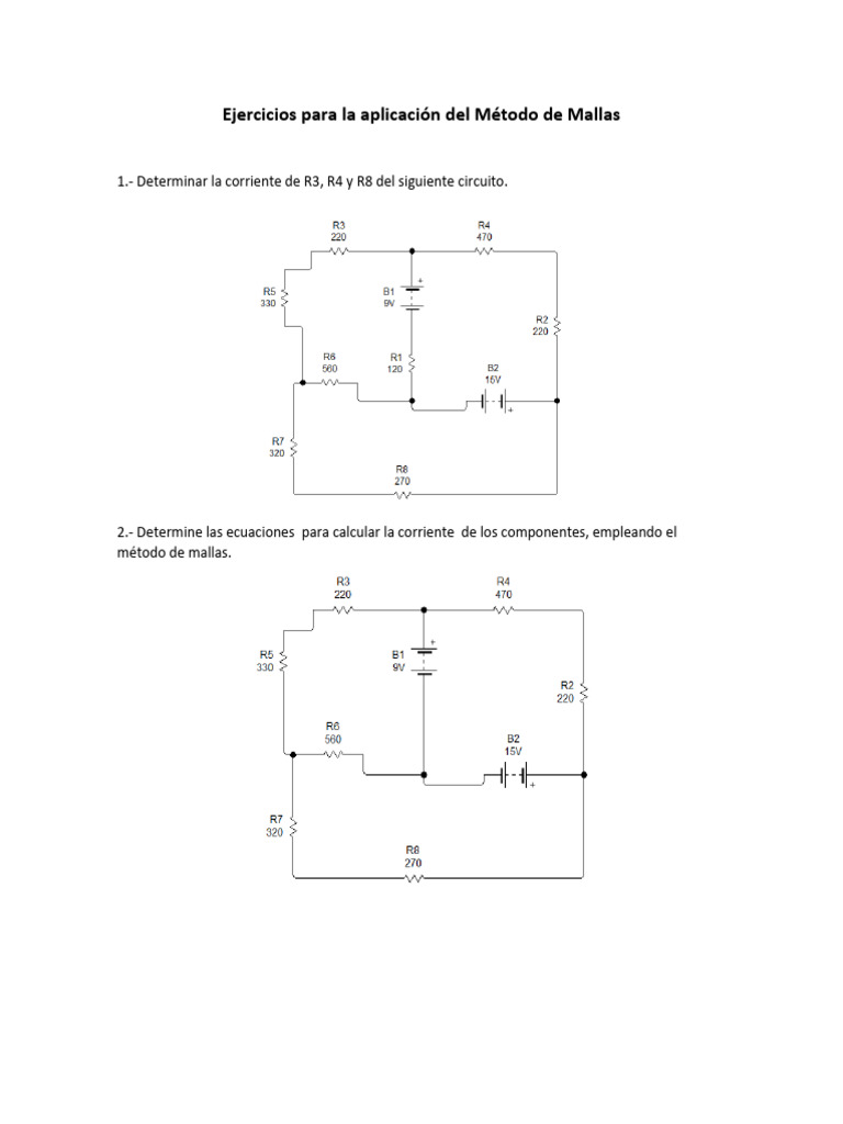 Ejercicios para La Aplicación Del Método de Mallas | PDF