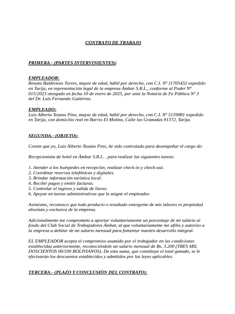 Contrato Sandro | PDF | Salario