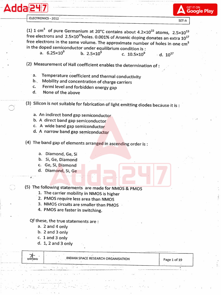 Electronics Telecommunication Engineering 2012 Paper | PDF