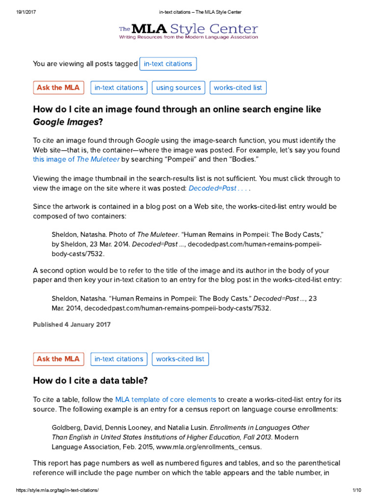 In-Text Citations - The MLA Style Center | PDF | Citation | Writing