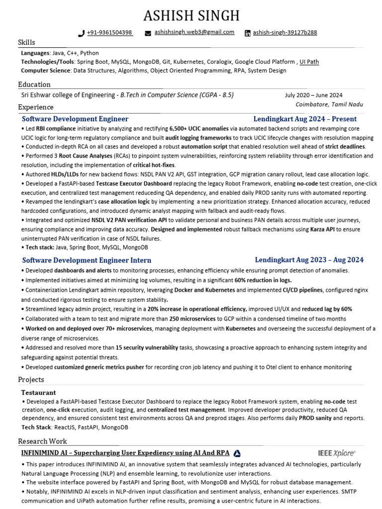 Ashish Singh Resume | PDF | Software Development | Artificial Intelligence