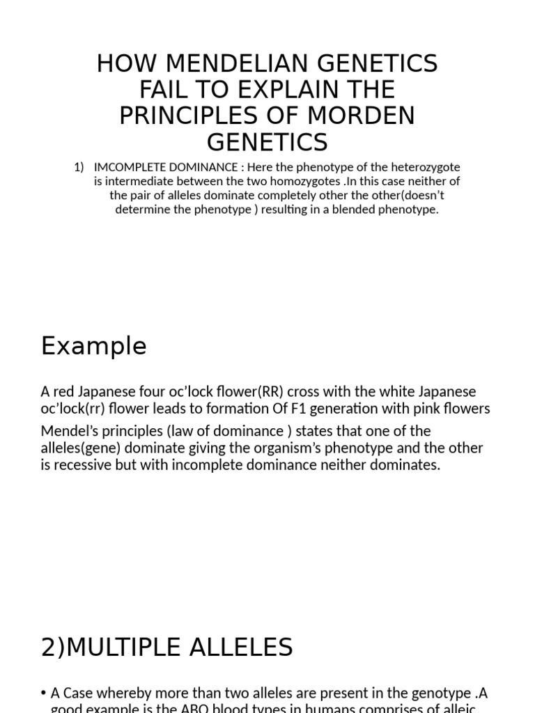 How Mendelian Genetics Fail To Explain The Principles | PDF | Dominance ...