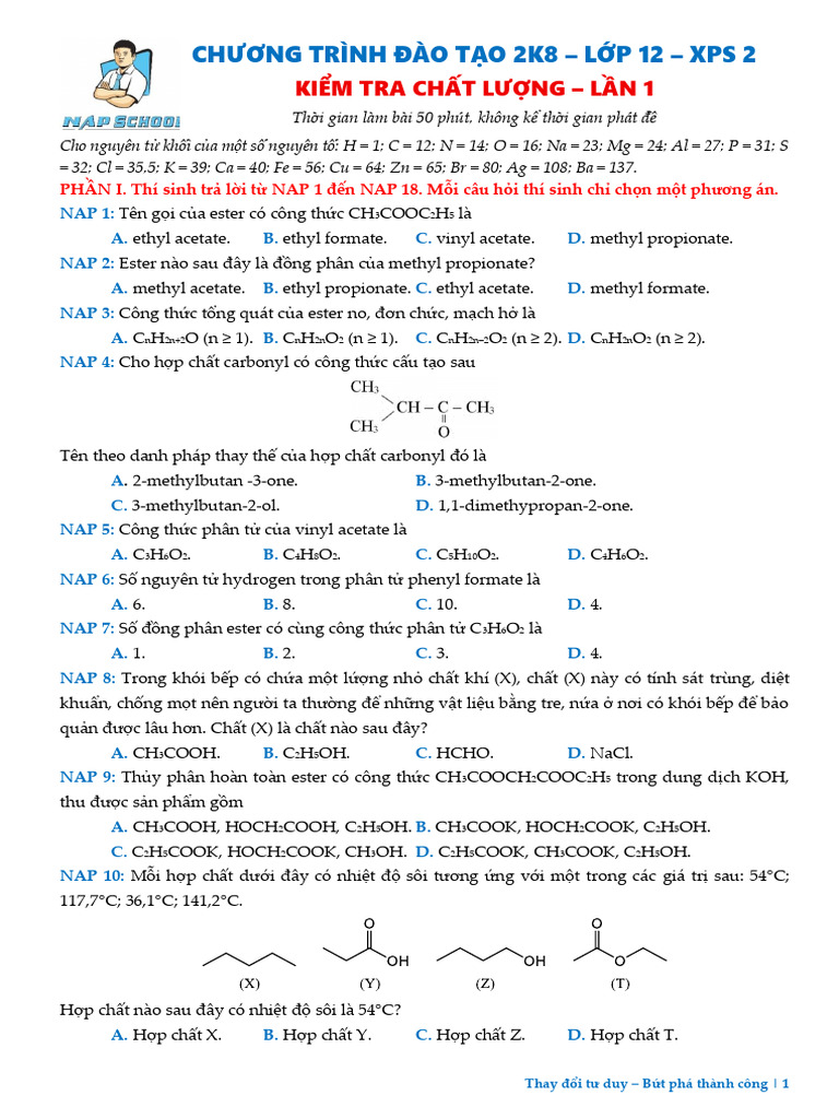 (Napschool) Thi KSCL Định Kì - Naper2K8 XPS - Lớp II - Lần 1 - Ngày 8.6.2025 | PDF