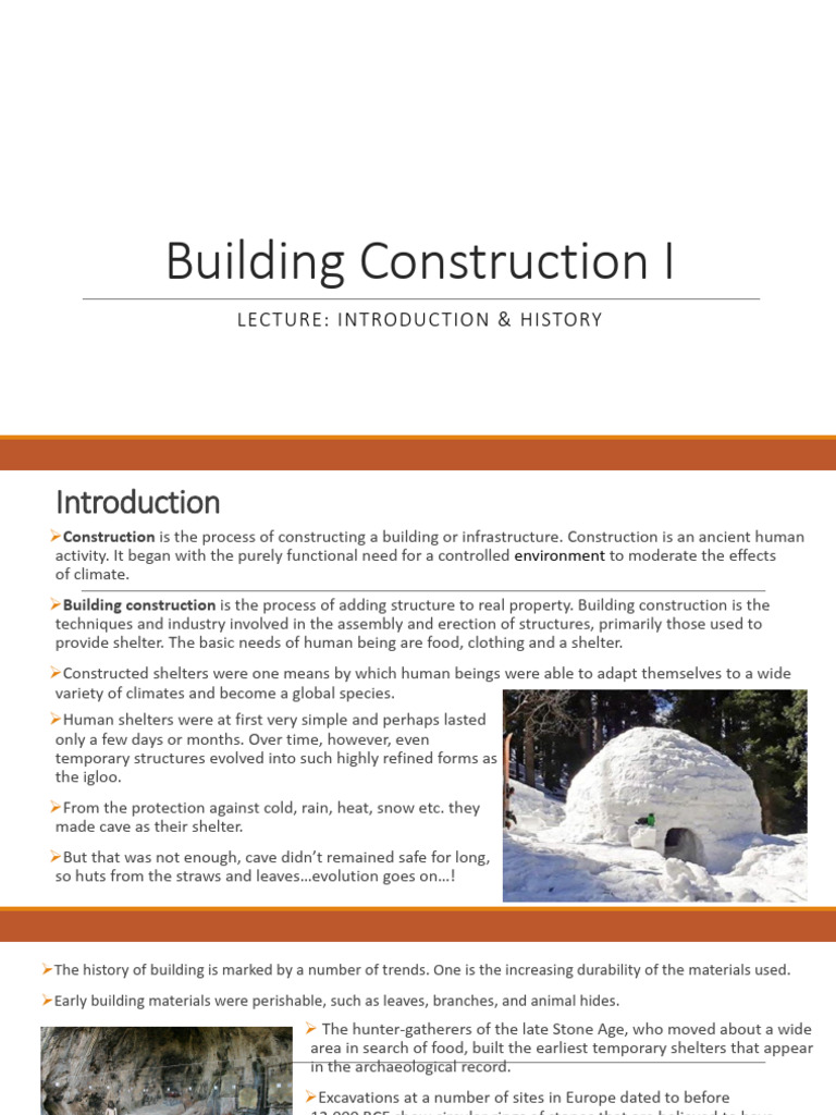 Building Construction I - Lecture 1a | PDF | Rock (Geology) | Brick