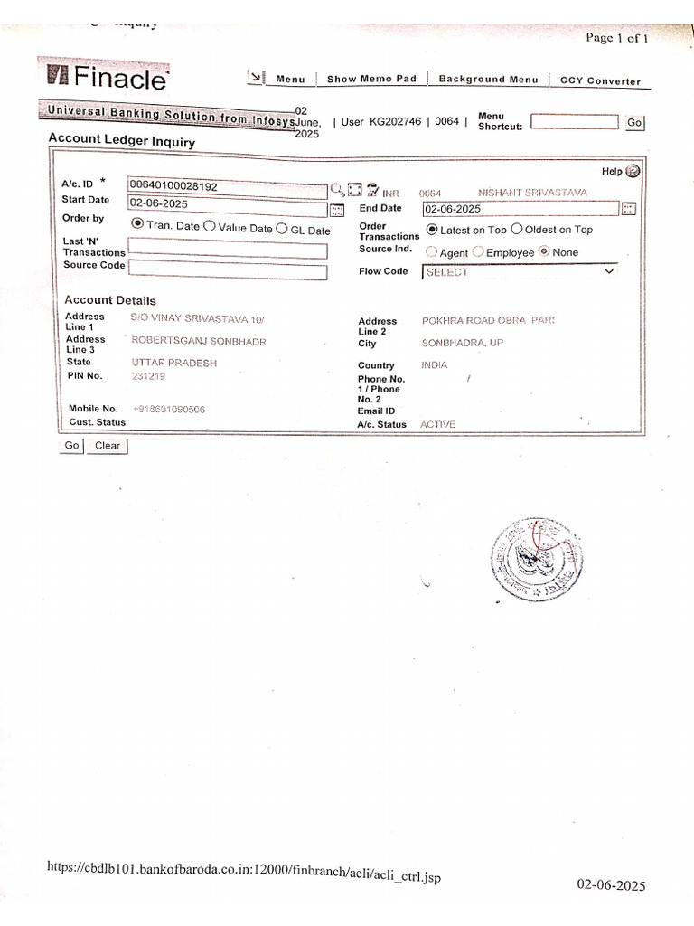 BOB Account | PDF