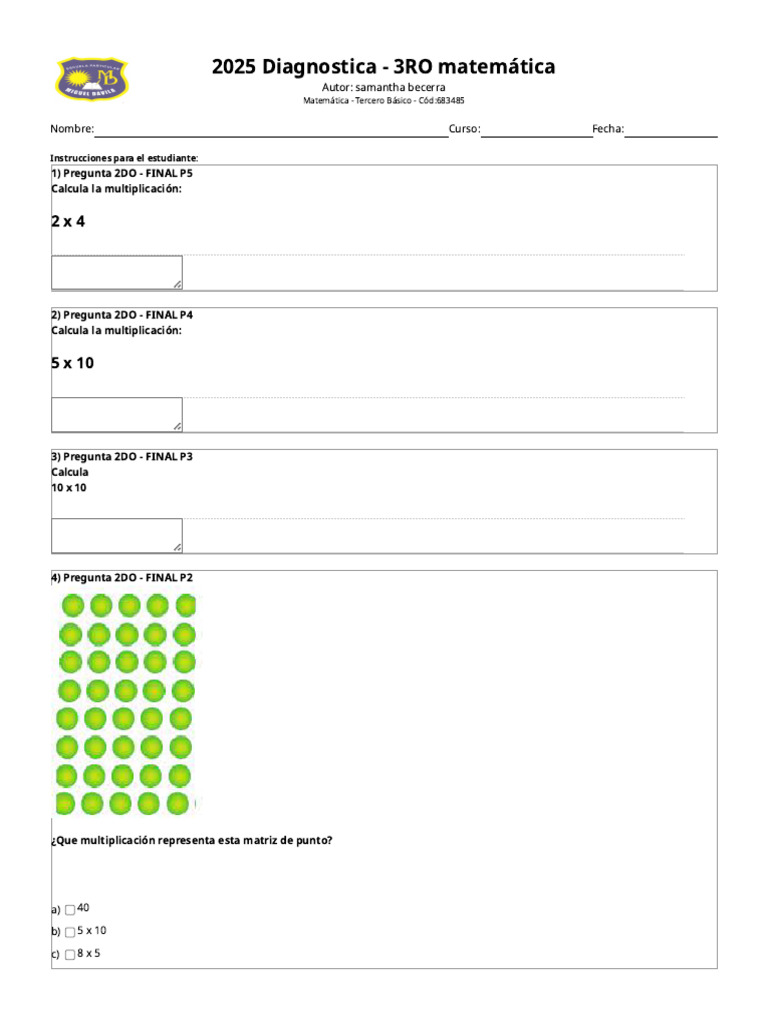 Prueba 3ro - Lunes 17 Marzo | PDF