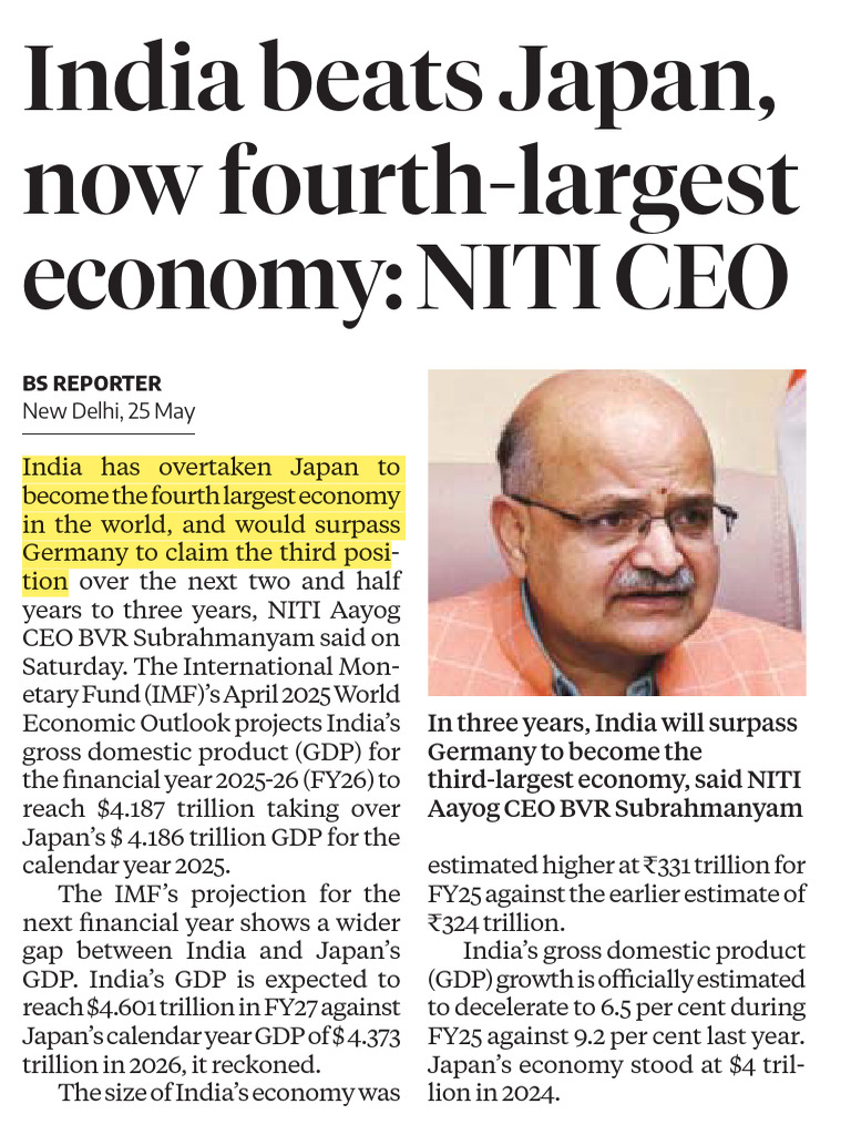 India - 4th Largest Economy | PDF