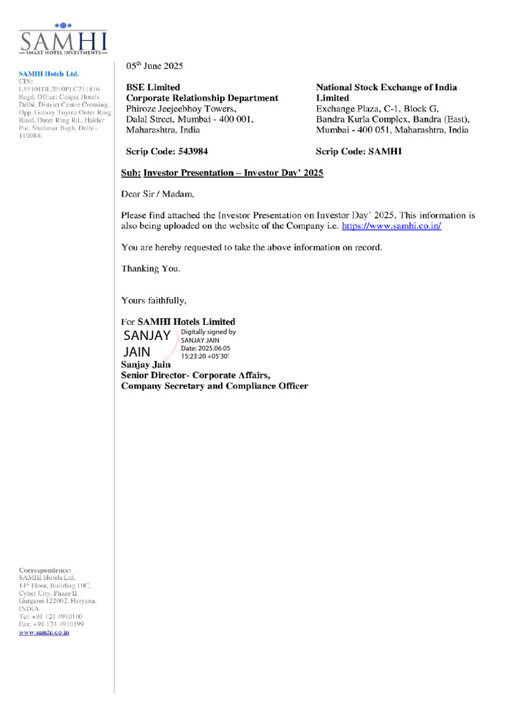 Samhi Hotels Capital Markets Day June 2025 | PDF | Economies