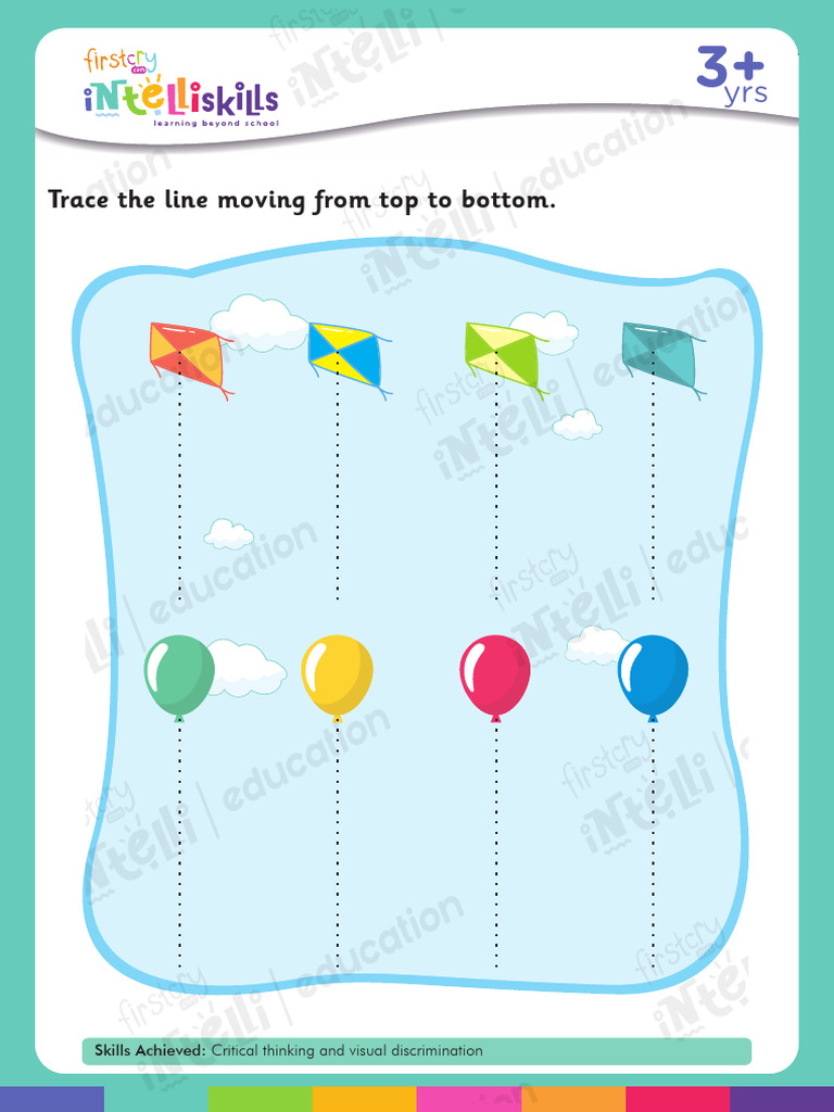 Trace The Line Moving From Top To Bottom Worksheet | PDF