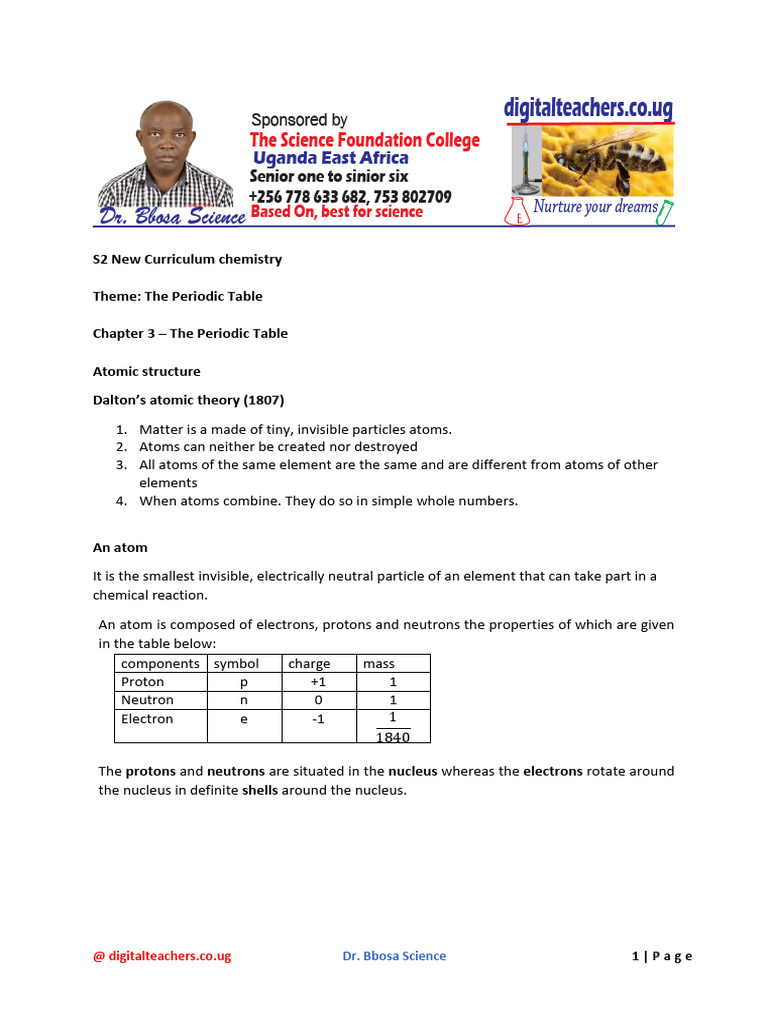 S2 New Curriculum Chemistry Chapter 3 –the Periodic Table | PDF | Ion ...