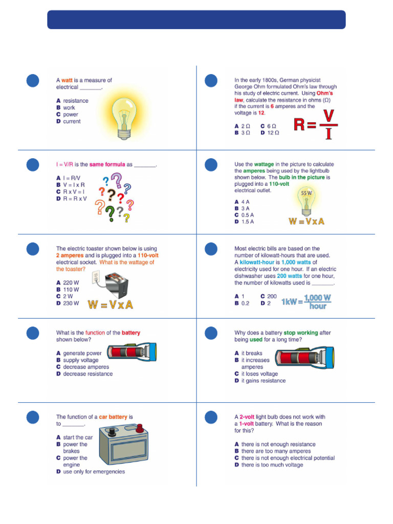 Electricity Worksheet for Students | PDF | Electric Current | Electricity