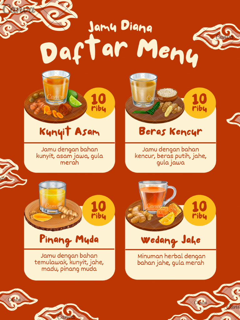 Merah & Krem Ilustrasi Daftar Menu Jamu - 20250427 - 184743 - 0000 | PDF