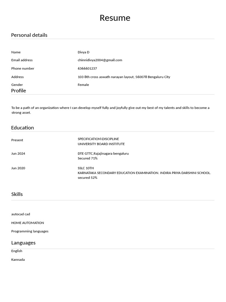 Divya Resume | PDF