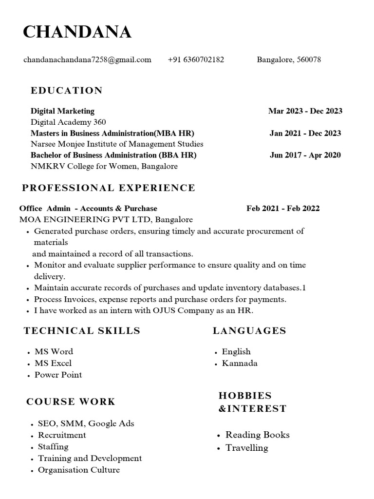 Chandana Resume | PDF