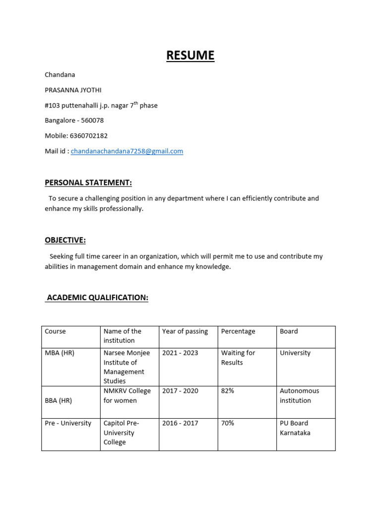 Chandana Resume | PDF