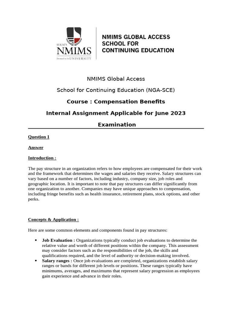 Compensation Benefits With Answer | PDF | Salary | Employment