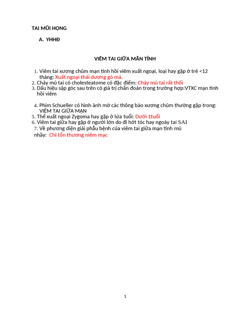 Test Tai Mũi Họng | PDF