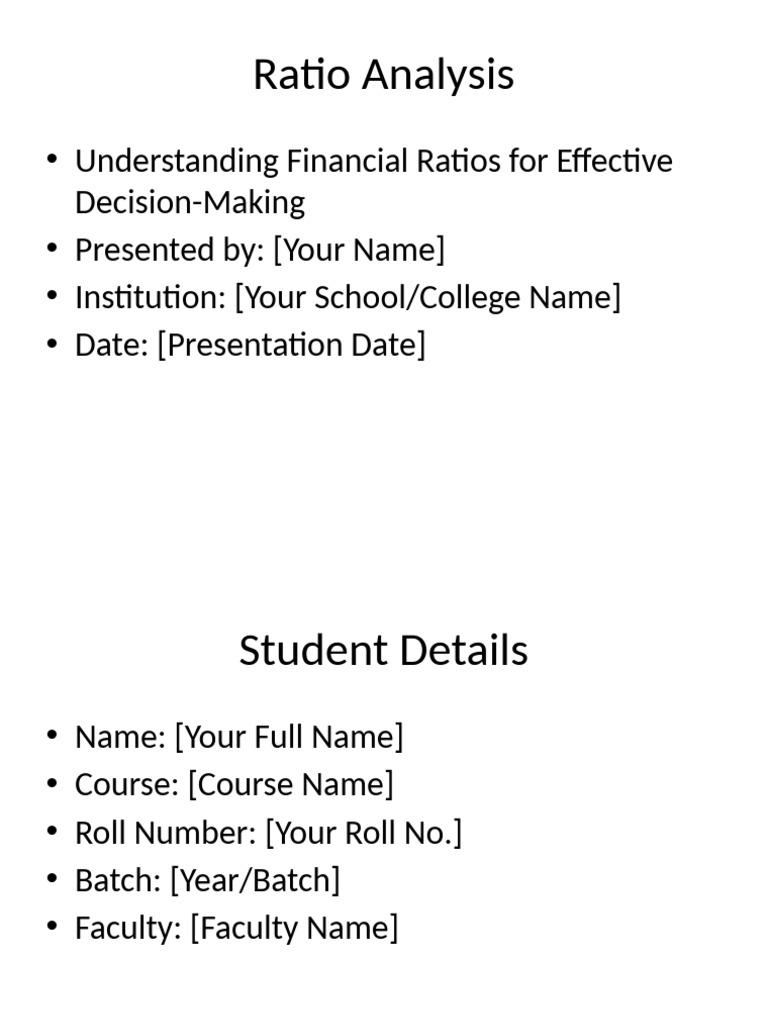 Styled Ratio Analysis Presentation | PDF