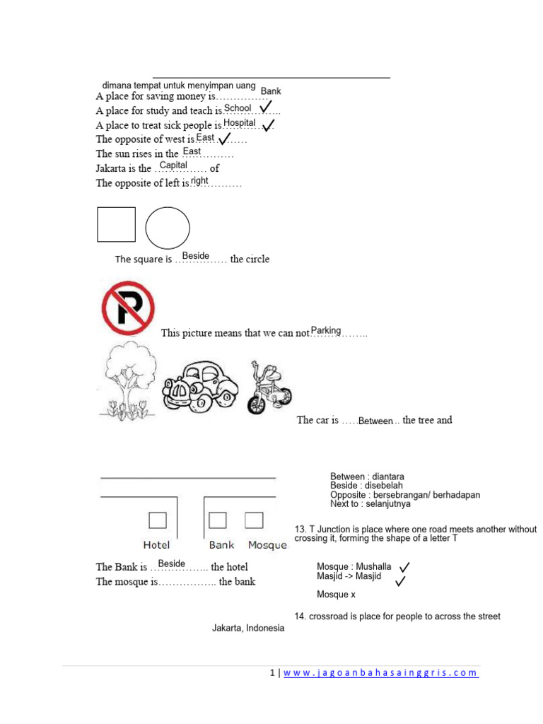 Soal Latihan Bahasa Inggris Direction and Location | PDF