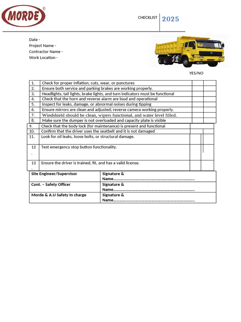DUMPER Checklist | PDF