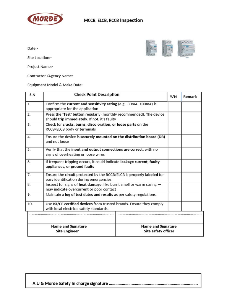 Elcb, RCCB, MCB | PDF