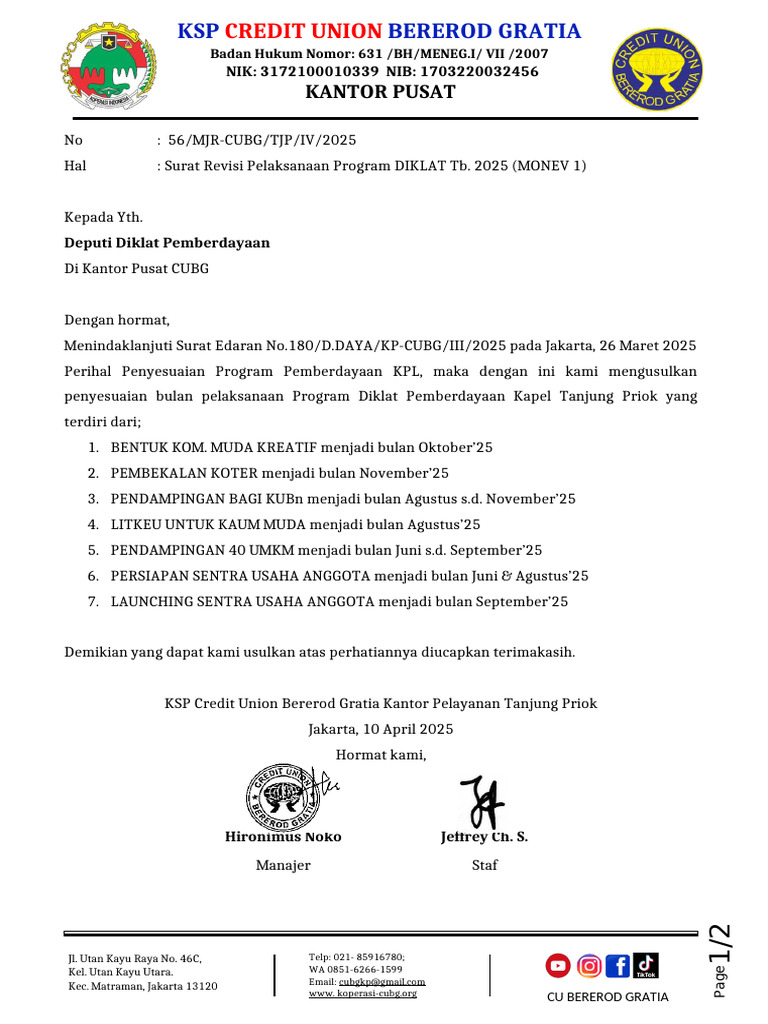 Revisi Pelaksanaan Program DIKLAT Tb.25 Monev 1 | PDF
