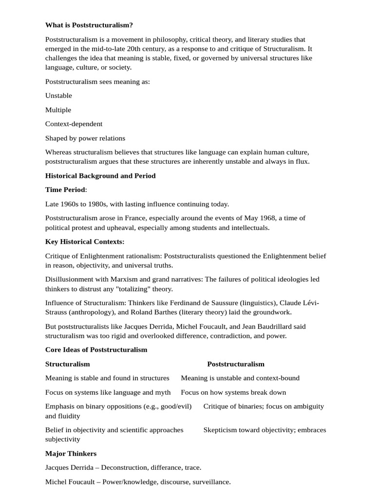 Understanding Poststructuralism | PDF | Deconstruction | Jacques Derrida
