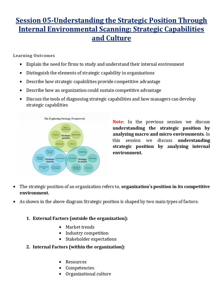 SM Session 05-Understanding The Strategic Position Through Internal ...