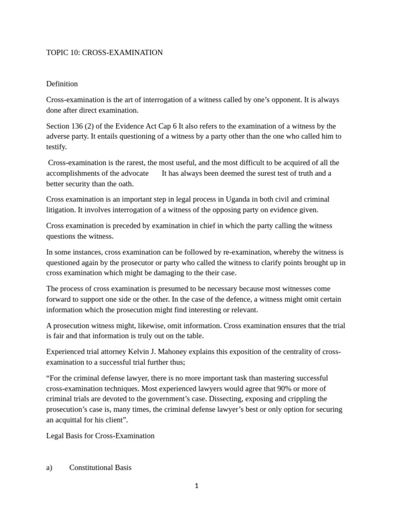 Cross Examination Trial Objections | PDF | Witness | Cross Examination