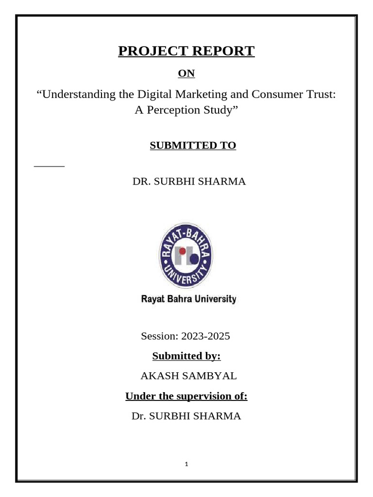 PROJECT REPORT On Digital Marketing (Akash Sambyal) | PDF | Digital ...