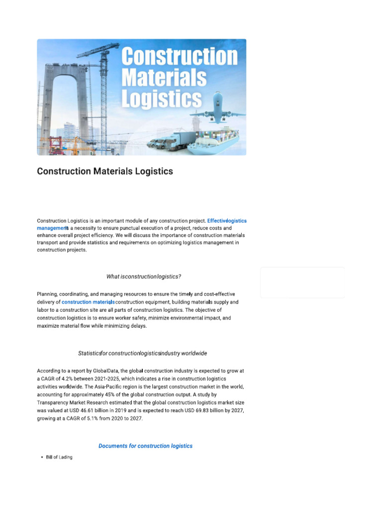 Construction Materials Logistics | PDF