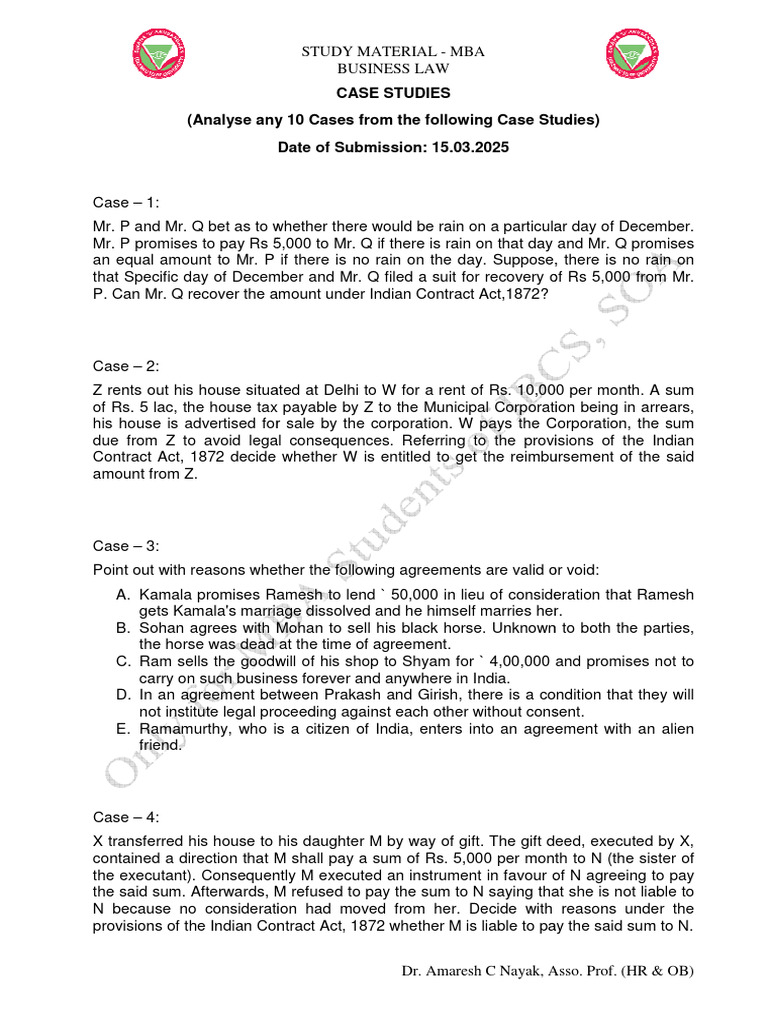 BL - MBA - Case Study | PDF | Lease | Private Law