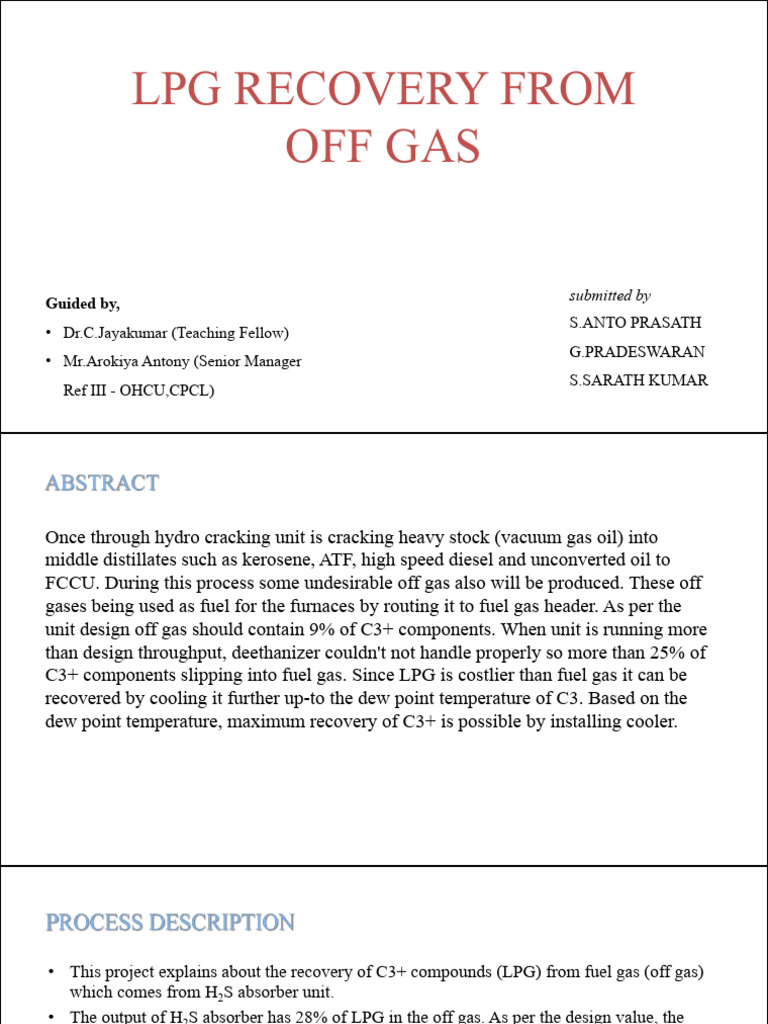 LPG Recovery from Off Gas Process | PDF | Branches Of Thermodynamics ...