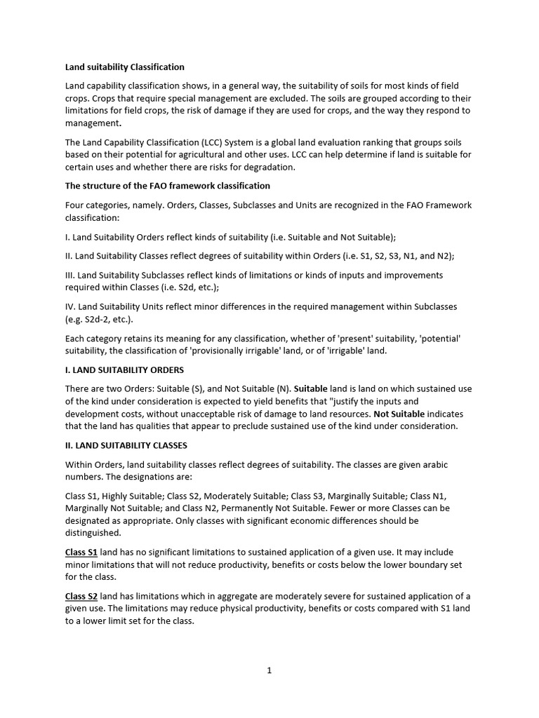 FAO Land Suitability Classification | PDF | Soil | Earth Sciences