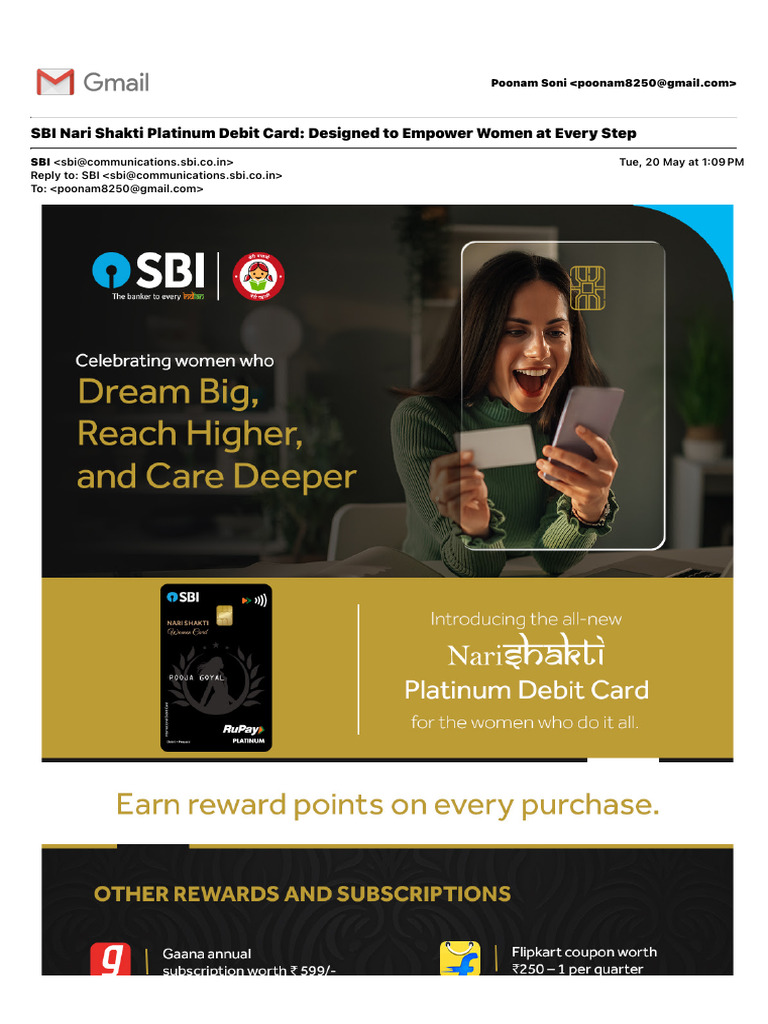 SBI Nari Shakti Platinum Debit Card Overview | PDF