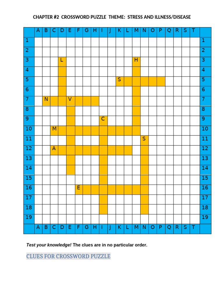 Crossword Puzzle - Chapter #2 | PDF | Human Diseases And Disorders ...