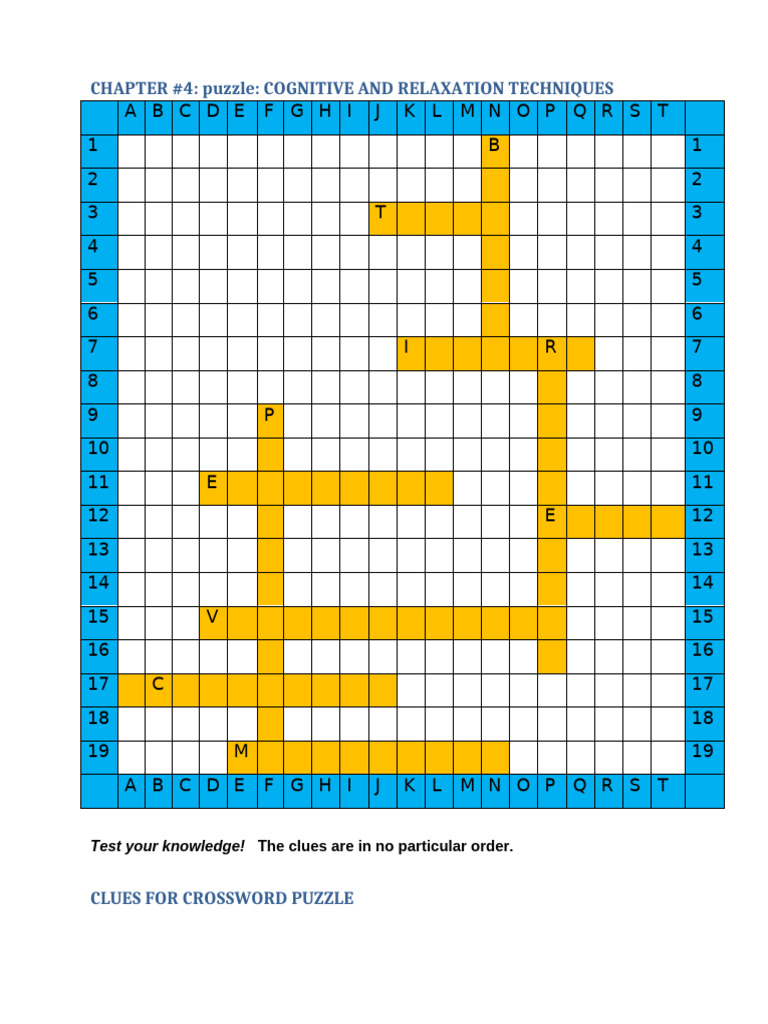 Cognitive Techniques and Relaxation Puzzles | PDF | Psychology ...