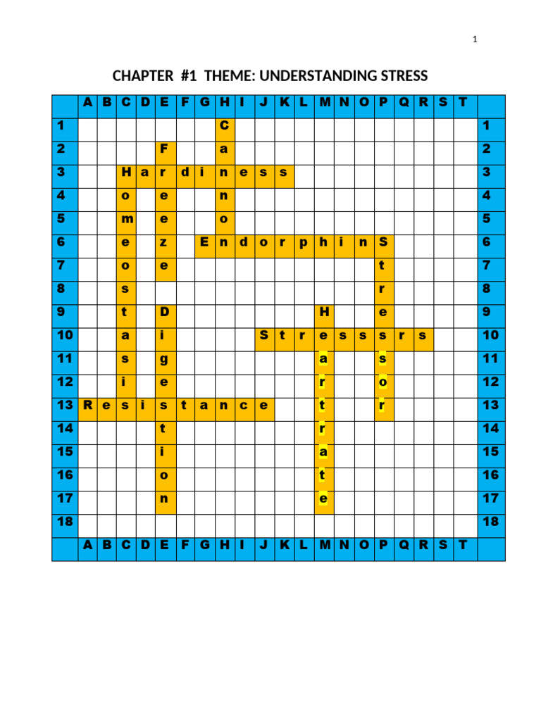Chapter #1 Crossword Puzzle 2025 | PDF | Stress (Biology) | Fight Or ...