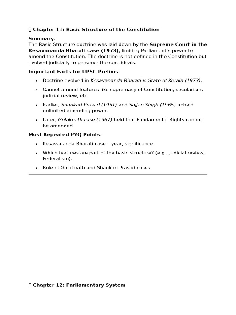 Indian Polity Summary - Part 3 | PDF | Constitutional Law | Forms Of Government