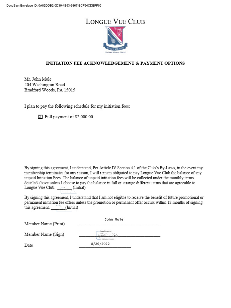 Please DocuSign Longue Vue Club Credit Card | PDF | Credit Card | Fee