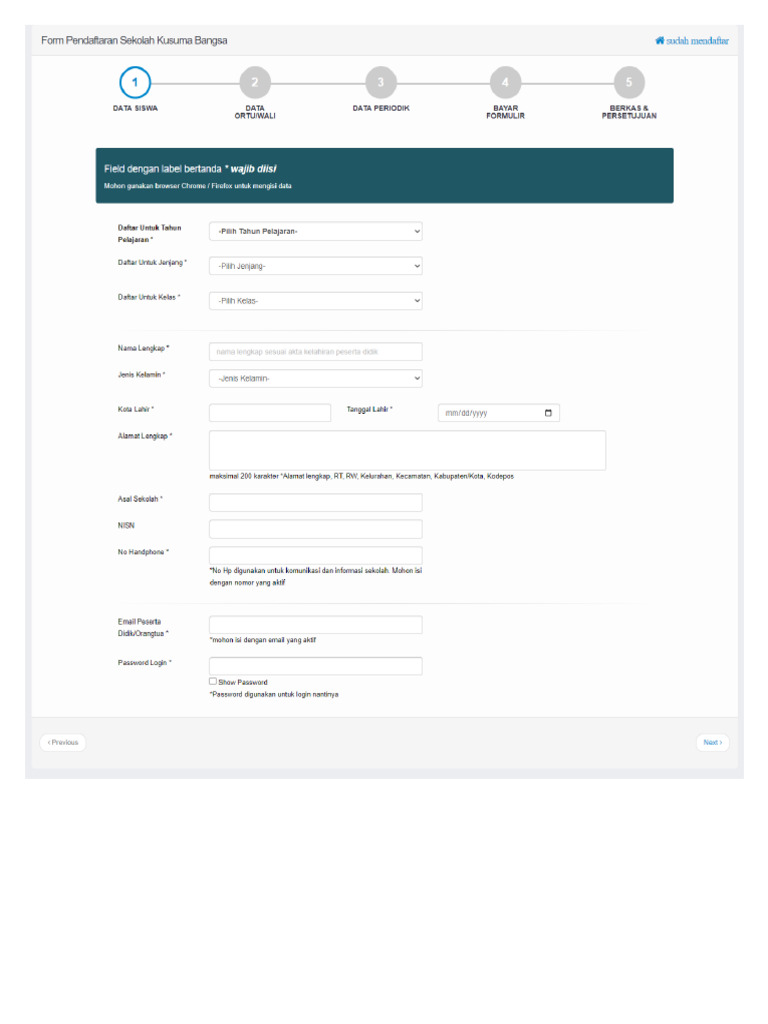 Kumbang PPDB Form Daftar 01 | PDF