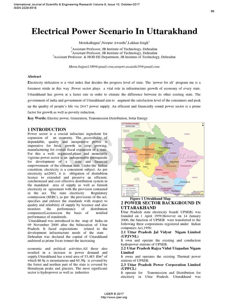 Electrical Power Scenario in Uttarakhand | PDF | Renewable Energy ...