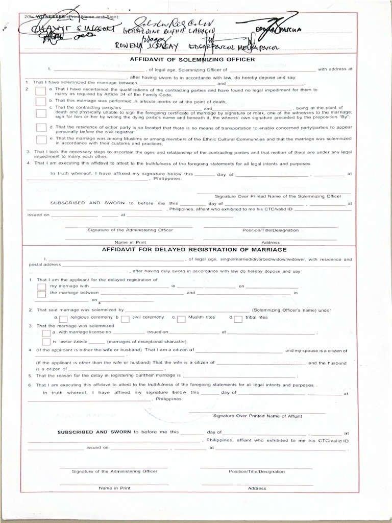 Affidavit of Solemnizing Officer | PDF
