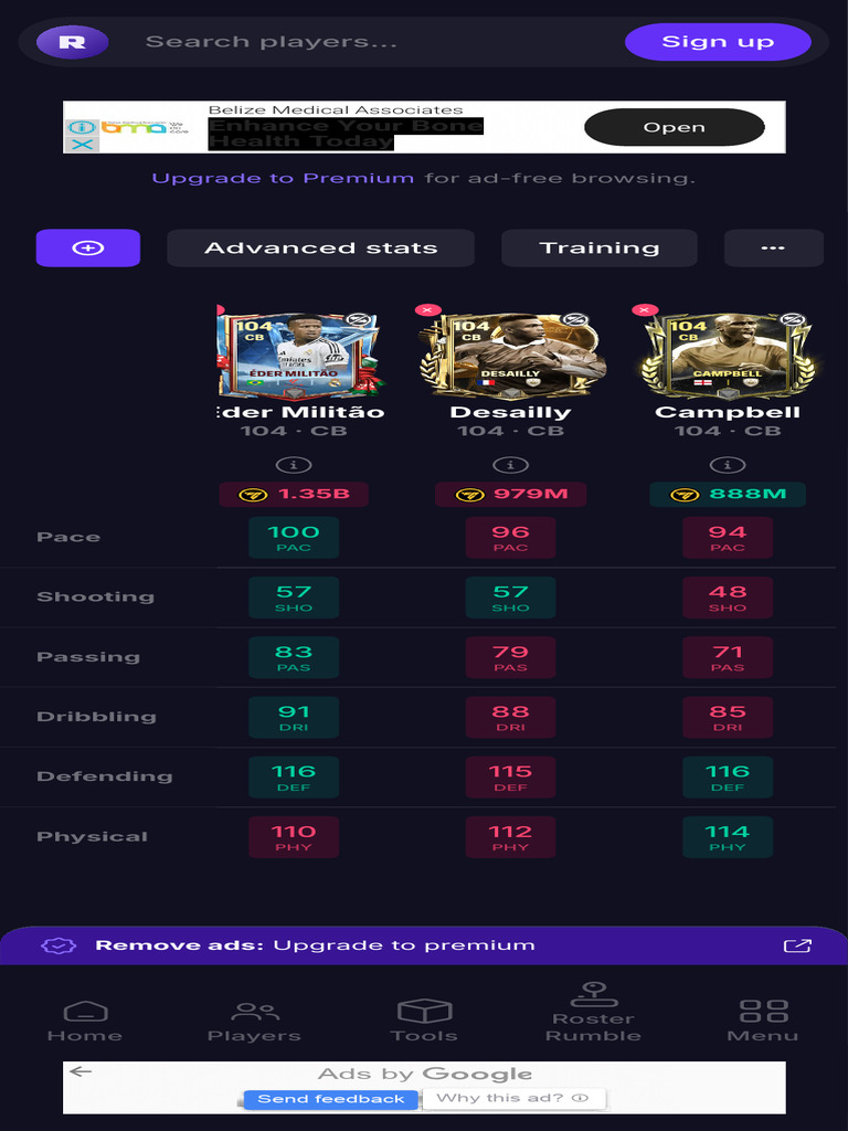 Player Comparison in Renderz FC 24/25 | PDF