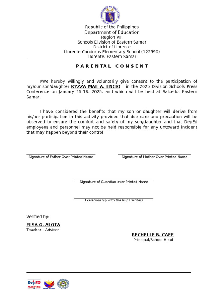 Parental Consent DSPC | PDF