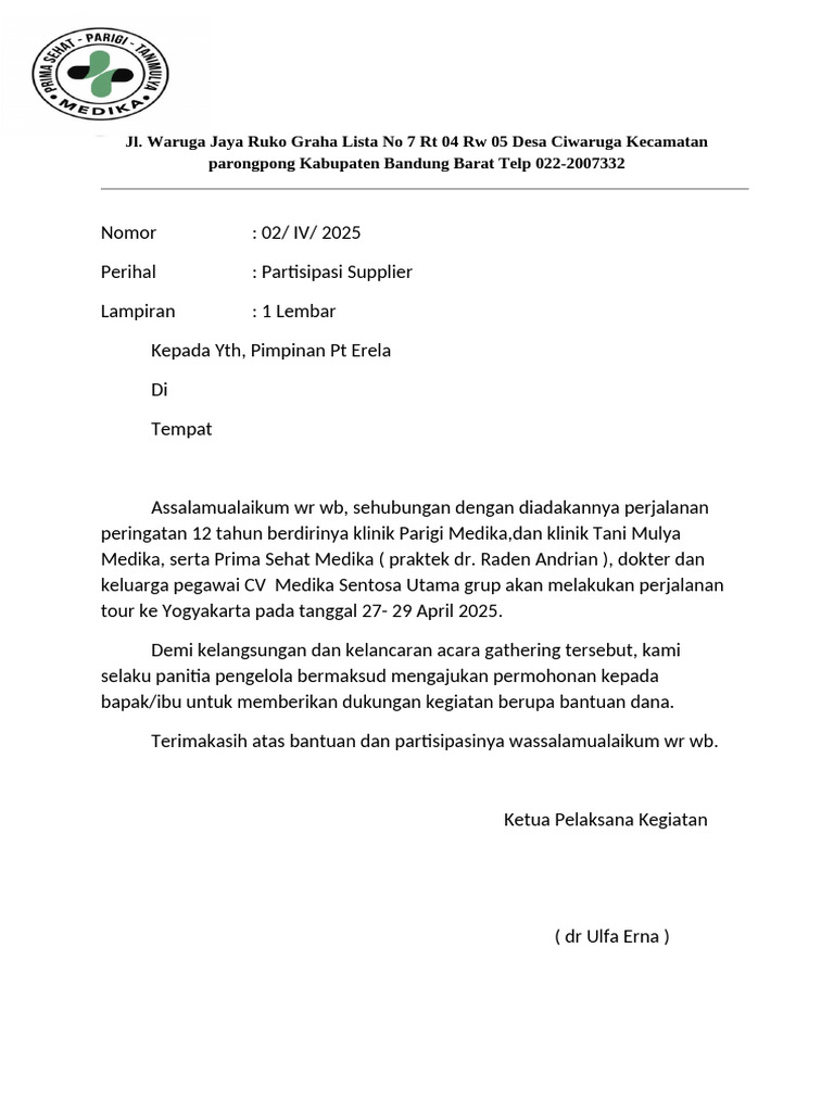 Proposal Partisipasi Liburan Galenium | PDF