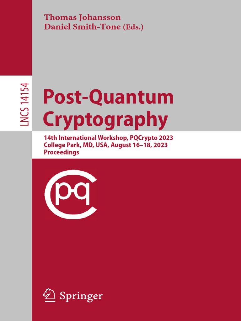 Post-Quantum Cryptography by Thomas Johansson | PDF | Mathematics | Espionage Techniques
