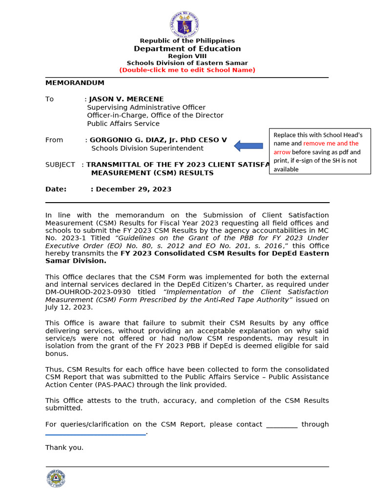 CSM Memo Blank (1) | PDF | Government
