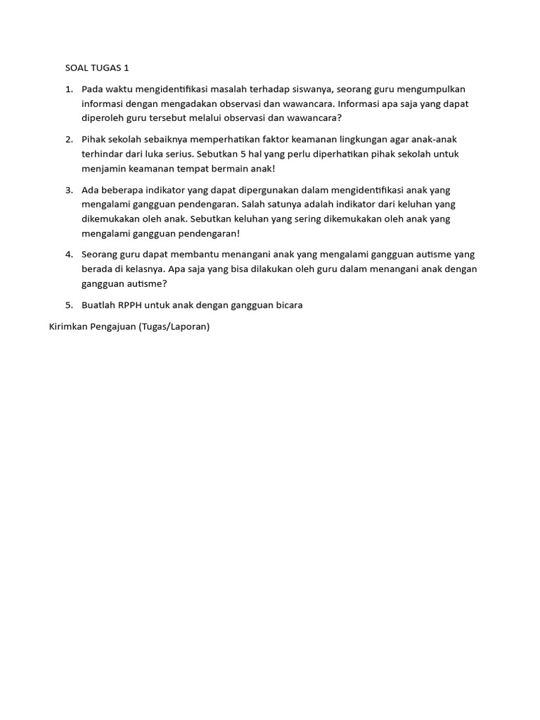 Tugas 1 Penanganan Anak Berkebutuhan Khusus | PDF