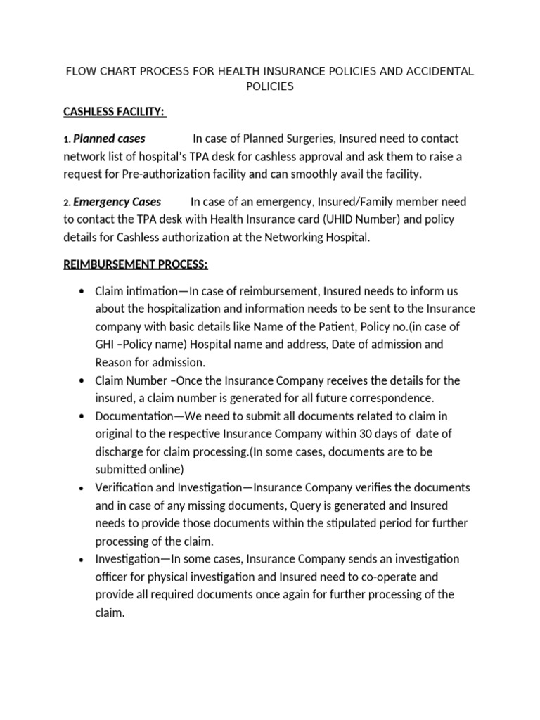 Flow Chart Process For Health Claims | PDF